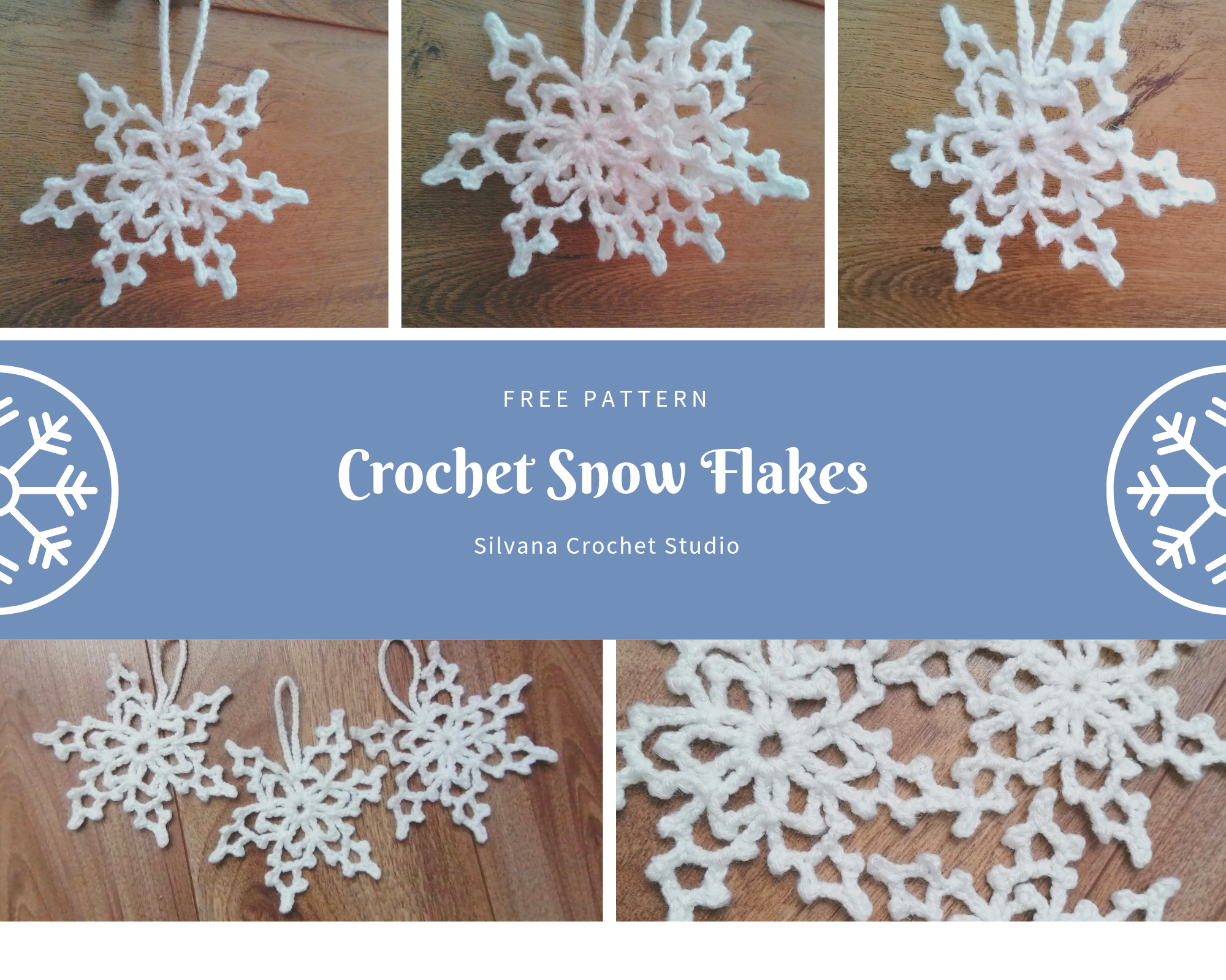 Easy Crochet Snow Flakes – free pattern – Crochet Studio